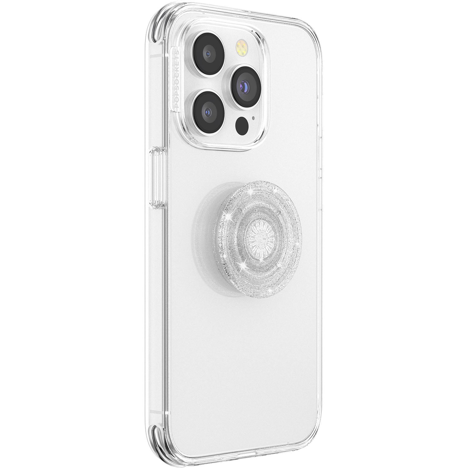 POPSOCKETS Clear Glitter Silver Removable Grip with Standfunction