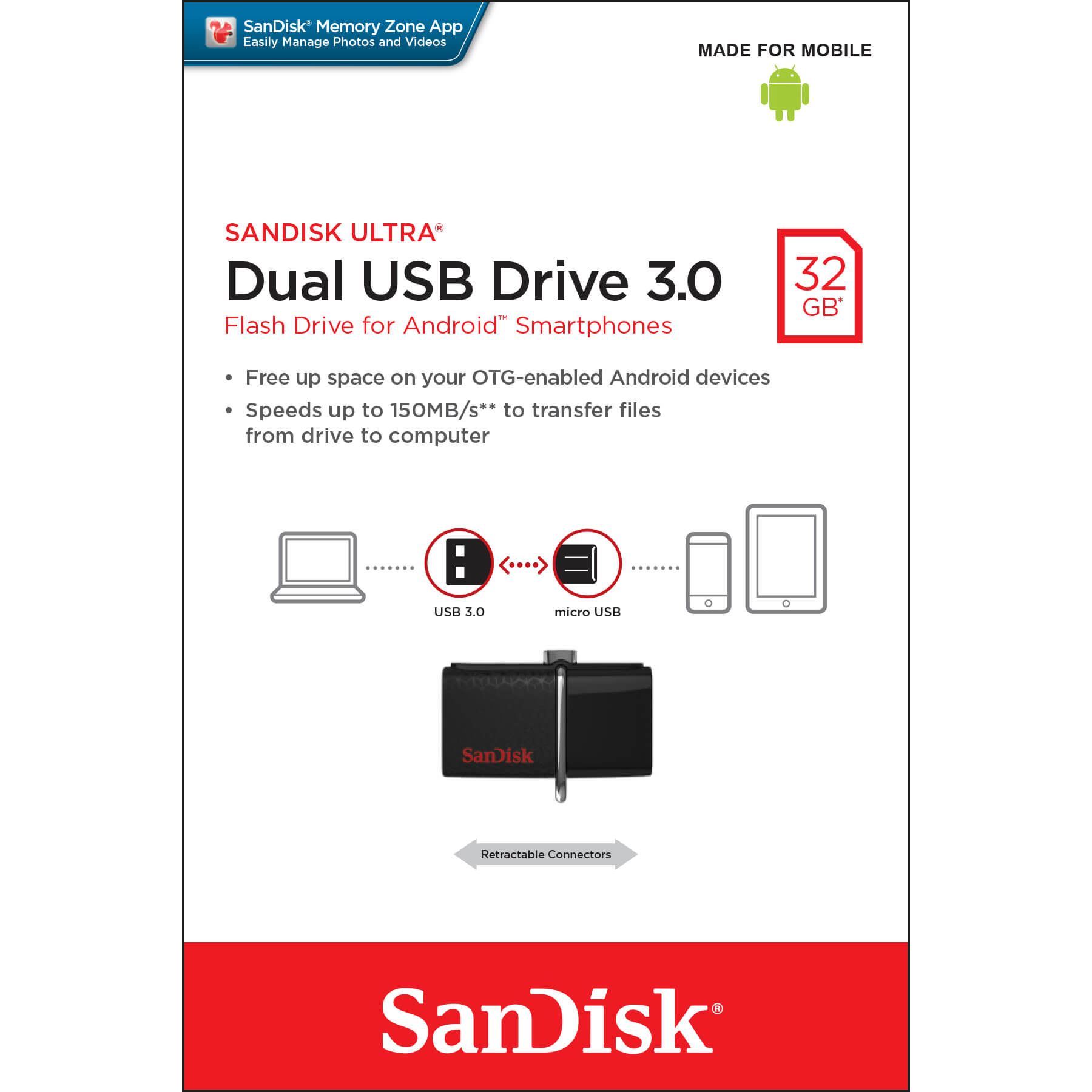 SANDISK USB 3.0 Ultra Dual 32GB