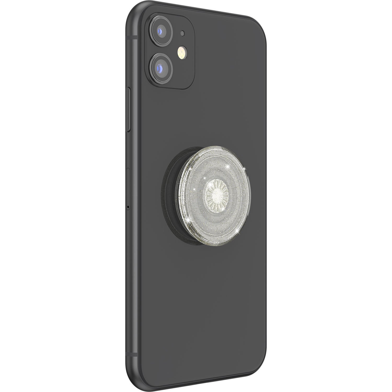POPSOCKETS Clear Glitter Silver Removable Grip with Standfunction