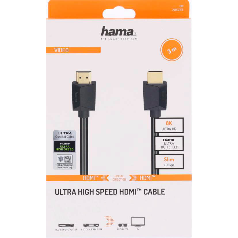 Kabel HDMI High Speed 8K 48Gbit/s Svart 3.0m
